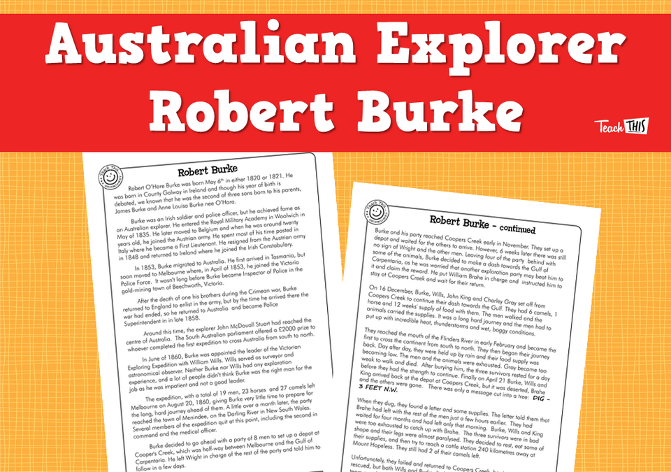 Australian Explorer - Robert Burke (8pg) :: Teacher Resources and ...