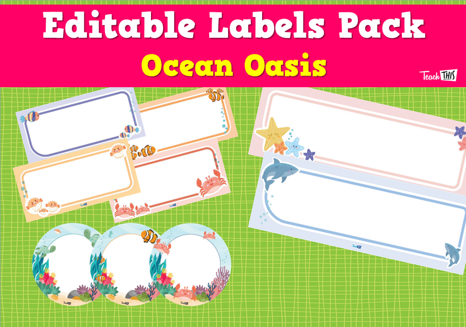 Editable Labels Pack - Ocean Oasis :: Teacher Resources and Classroom ...