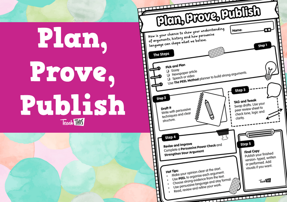 Plan, Prove, Publish :: Teacher Resources and Classroom Games :: Teach This
