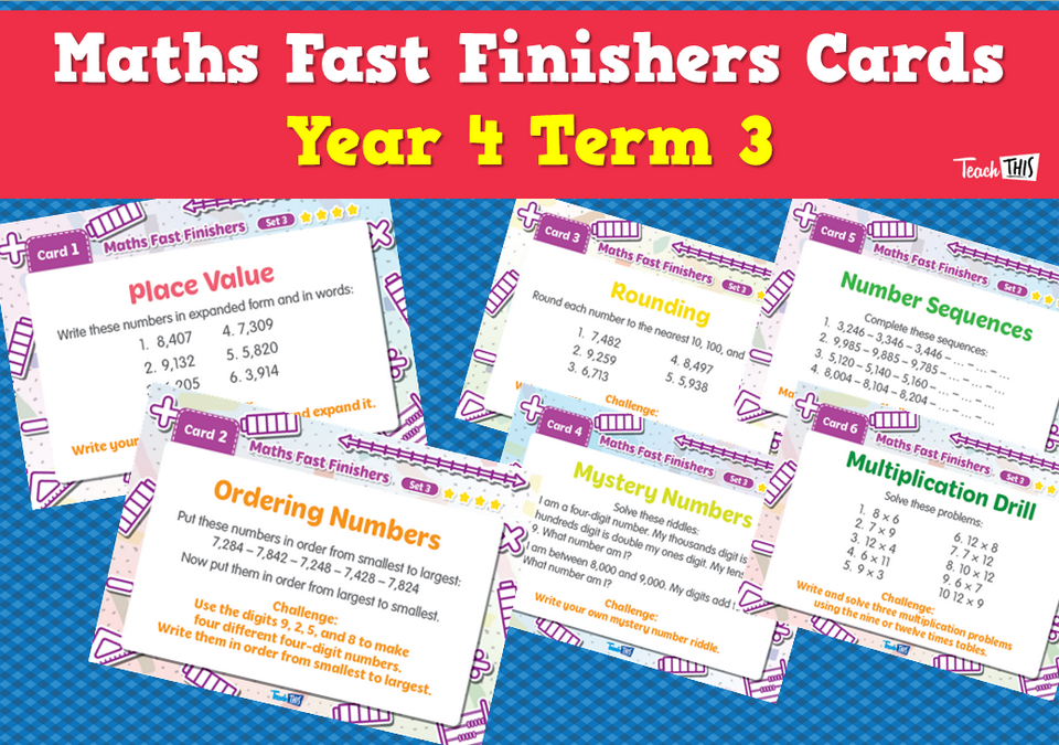 Maths Fast Finishers Cards - Year 4 Term 3 :: Teacher Resources and ...