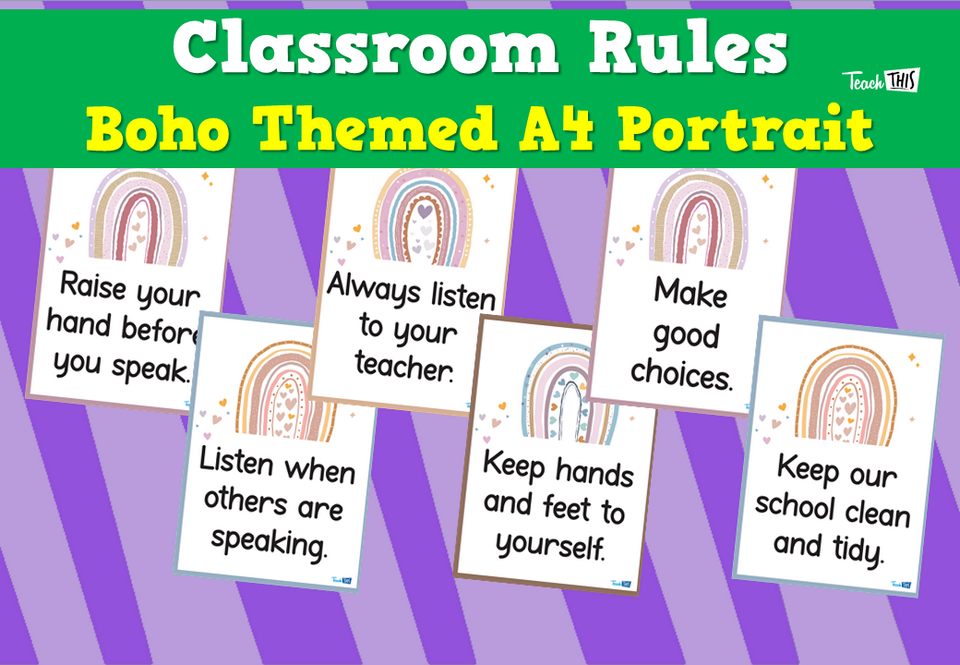 Classroom Rules - Boho Themed A4 Portrait :: Teacher Resources and ...