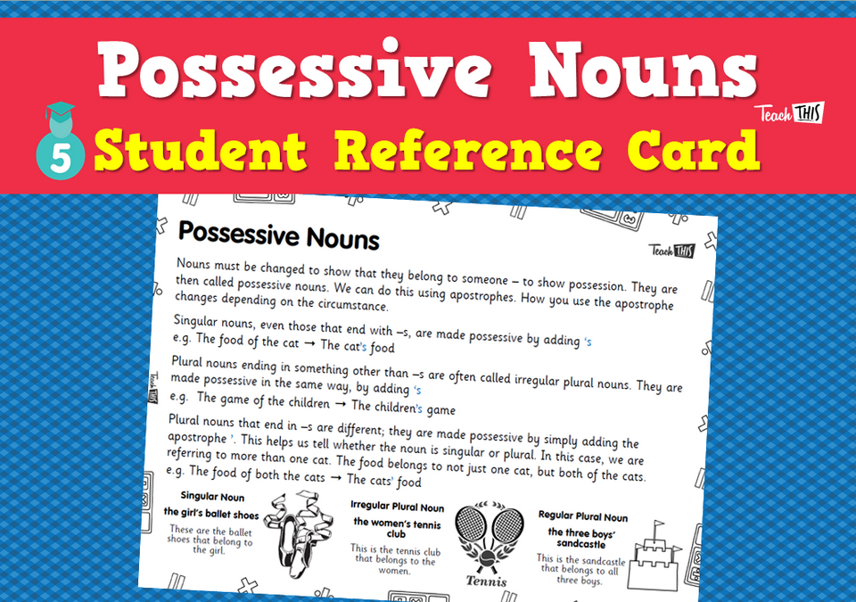 Possessive Nouns - Student Reference Card :: Teacher Resources and ...