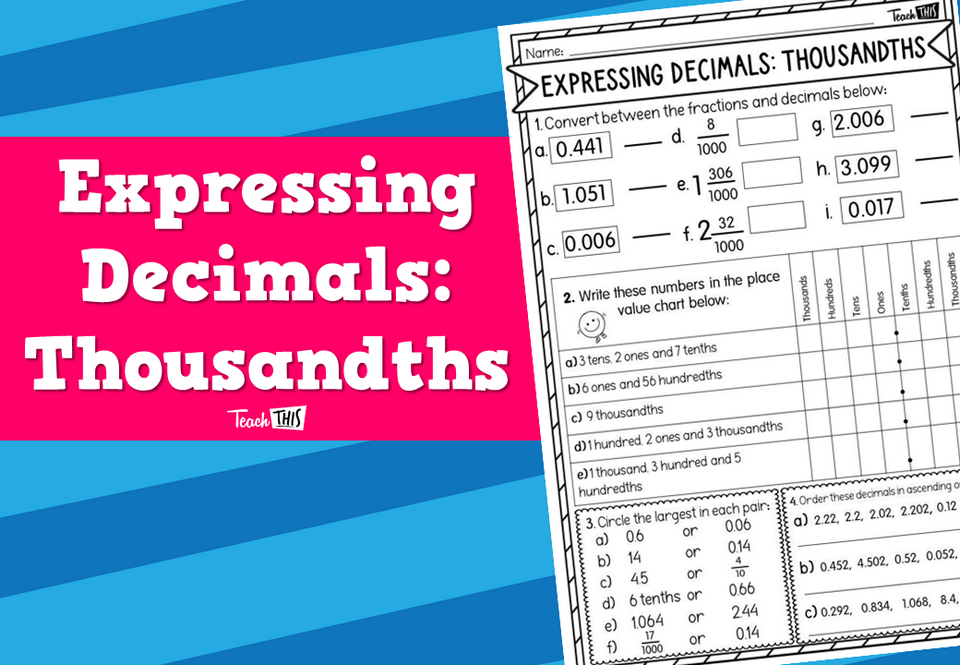 Expressing Decimals Thousandths Teacher Resources And Classroom