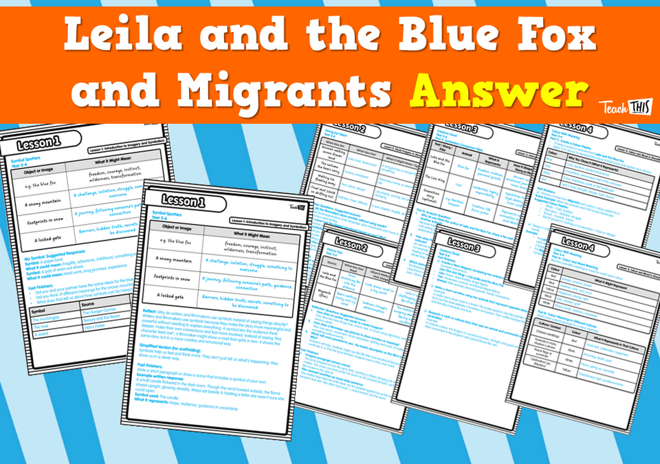 Leila and the Blue Fox and Migrants - Answer :: Teacher Resources and ...
