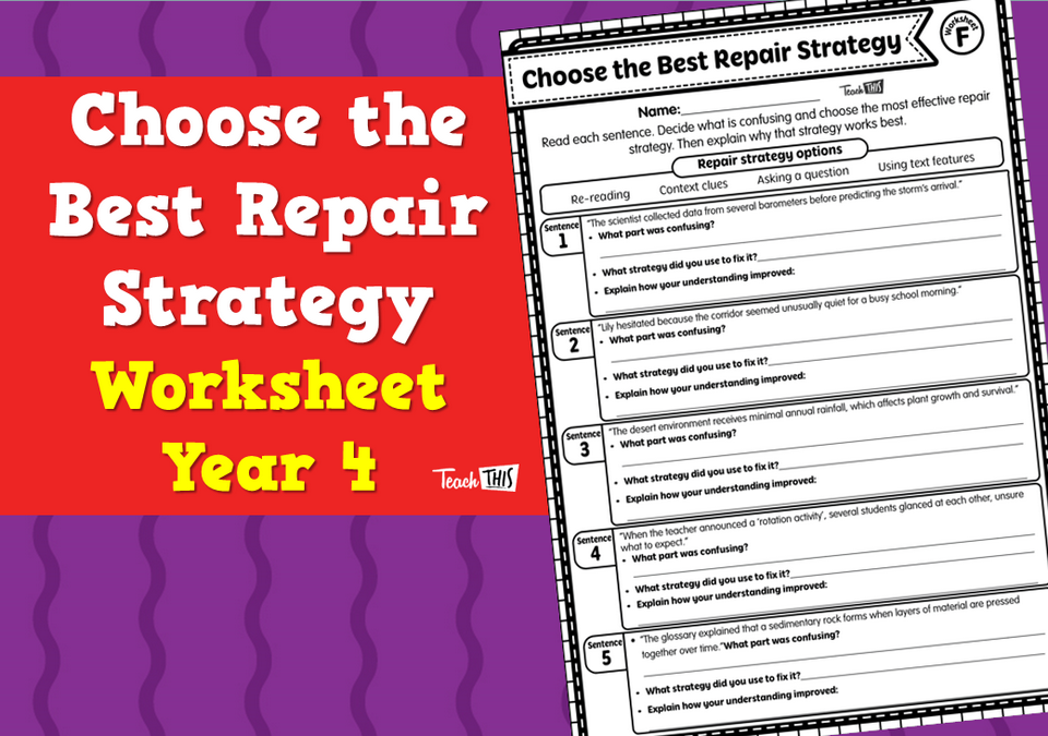 Choose the Best Repair Strategy Worksheet Year 4 :: Teacher Resources ...