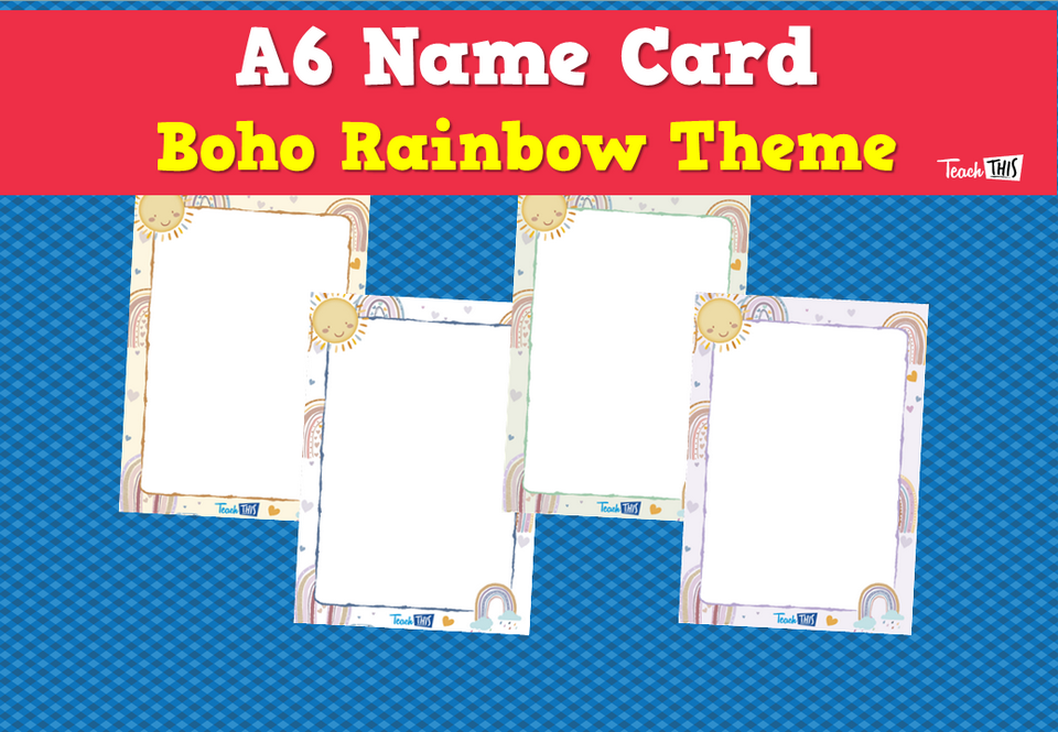 A6 Name Card - Boho Rainbow Theme :: Teacher Resources and Classroom ...