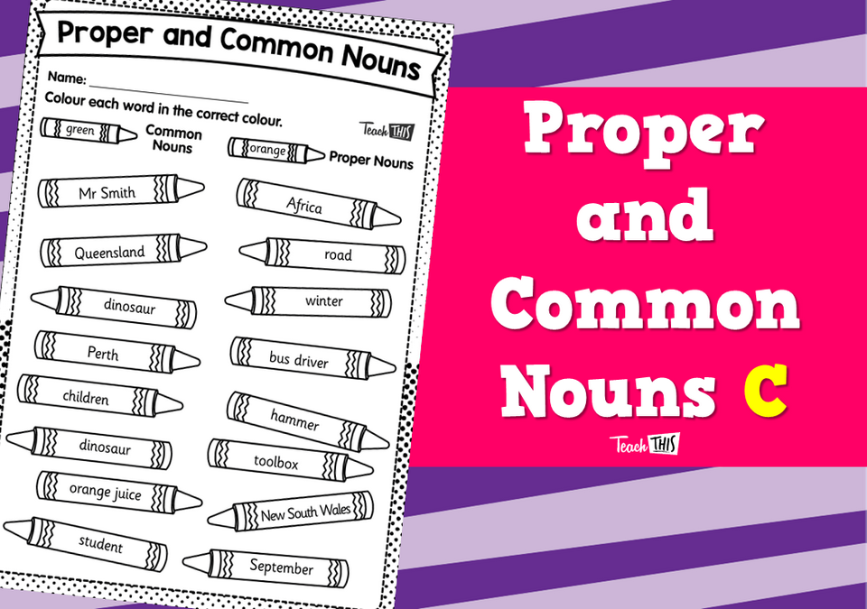 Common And Proper Nouns Worksheet Common And Proper Nouns