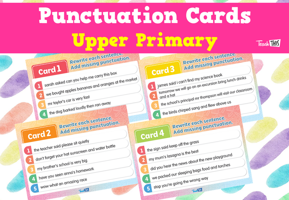 Punctuation Cards - Upper Primary :: Teacher Resources and Classroom ...