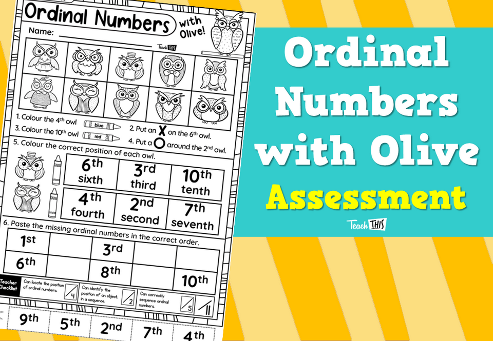 Ordinal Numbers with Olive Assessment :: Teacher Resources and ...