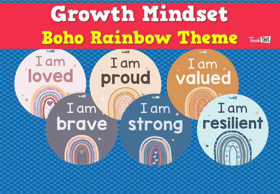 Growth Mindset - Boho Rainbow Theme :: Teacher Resources and Classroom ...