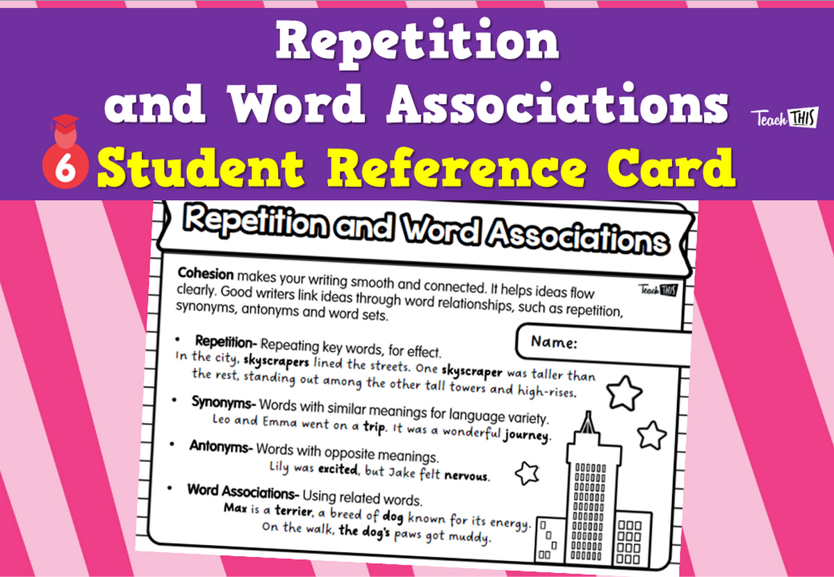 Repetition and Word Associations - Student Reference Card :: Teacher ...