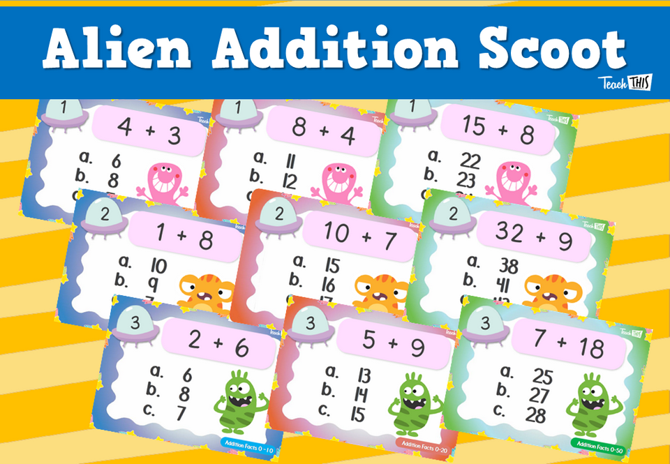 Alien Addition Scoot :: Teacher Resources and Classroom Games :: Teach This